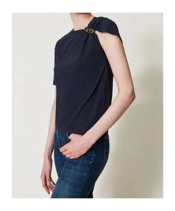 TWINSET One-shoulder Top With Logo Plaque