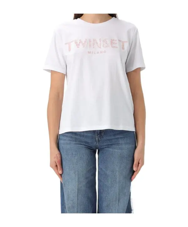 TWINSET Logo Embroidered T-shirt - White