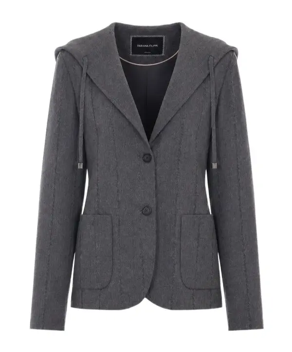 Fabiana Filippi Long Sleeve Hooded Blazer - Black