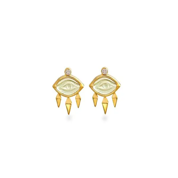 MYRTO KATRAMADOU JEWELLERY Aegean Eye Amethyst And Diamond Earrings In 14k Yellow Gold - Green