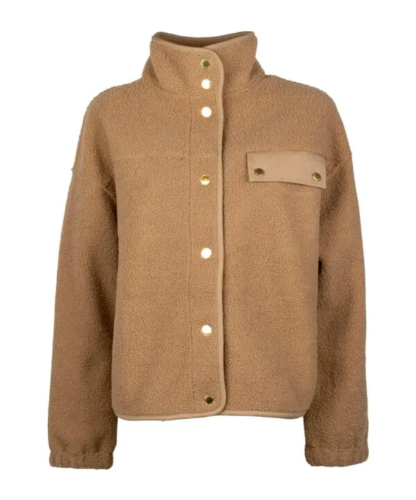 Barbour Stand Collar Fleece Cropped Jacket - Brown