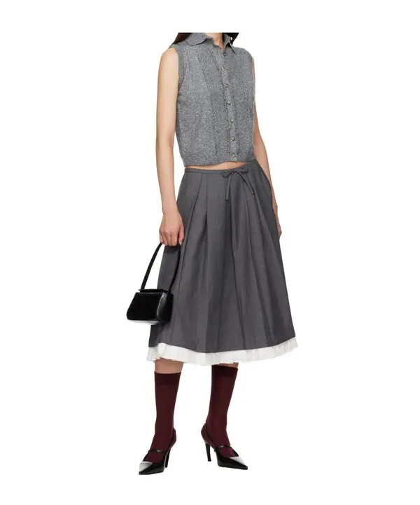 SHUSHU/TONG Ruffled Pleated Midi Skirt