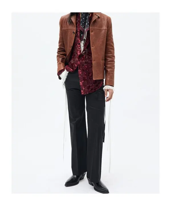 ANN DEMEULEMEESTER Andre Floral-devoré Shirt - Reddish Brown