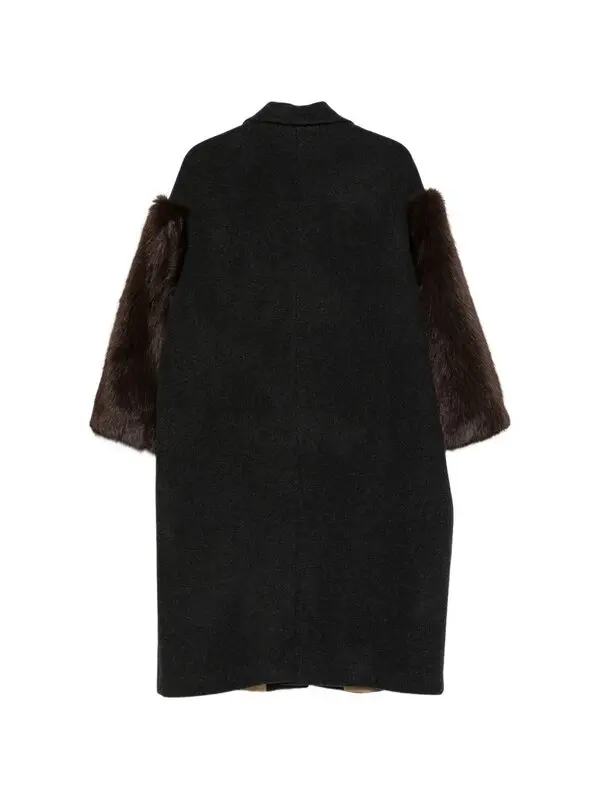 ALYSI Furspliced Lapel Long Wool Coat