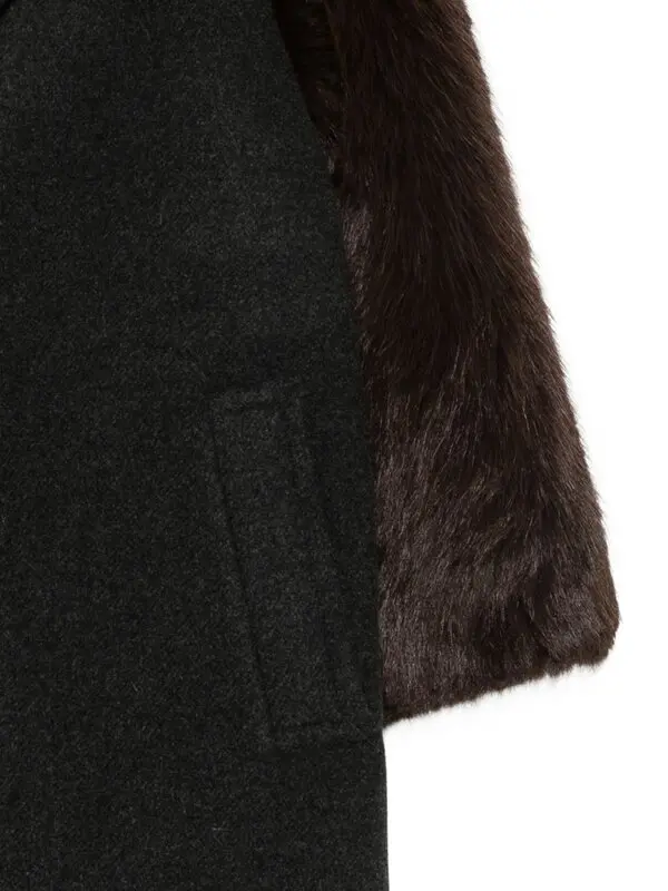 ALYSI Furspliced Lapel Long Wool Coat