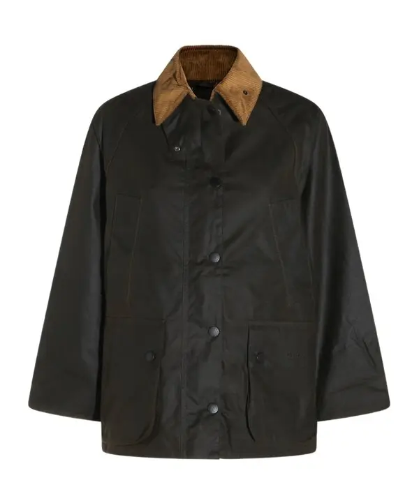 Barbour Corduroycollar Waxed Cotton Field Jacket - Black