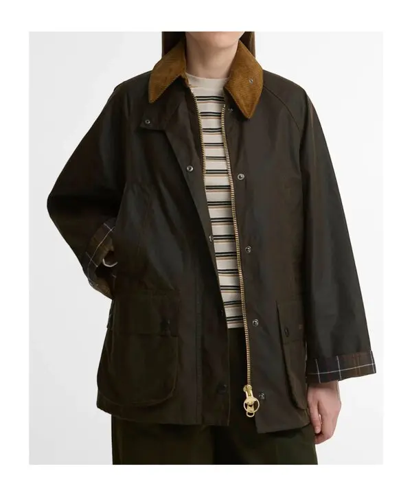 Barbour Corduroy Collar Waxed Cotton Field Jacket