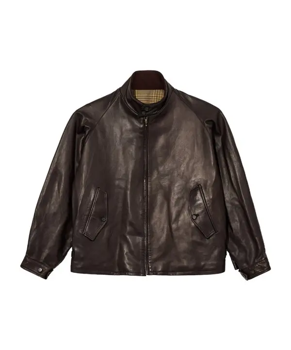 A.PRESSE Leather Driving Jacket - Brown