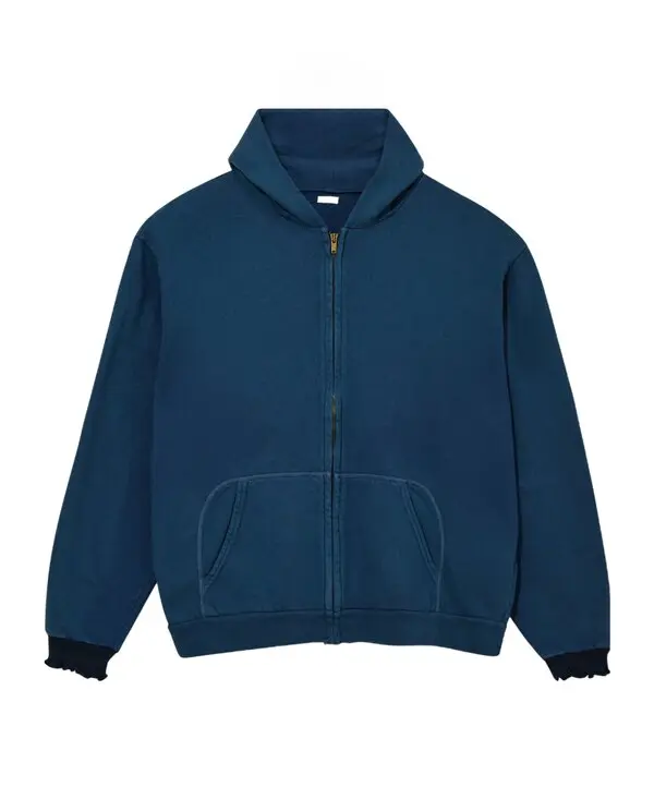 A.PRESSE Retro Lightweight Zip-up Hoodie - Blue