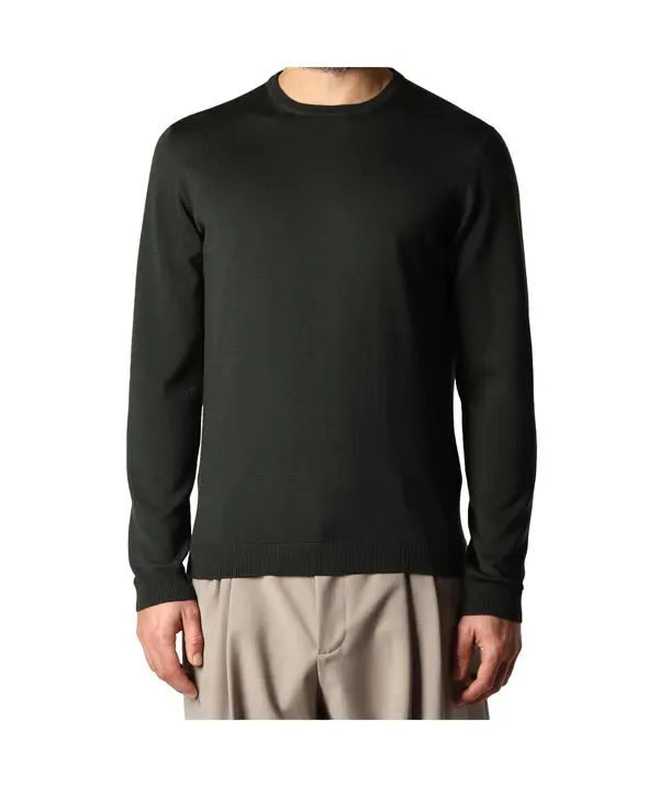 ROBERTO COLLINA Finegauge Crewneck Longsleeve Knit Sweater - Black