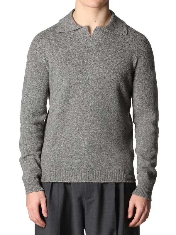 ROBERTO COLLINA Long-sleeve Collared Polo Shirt - Gray