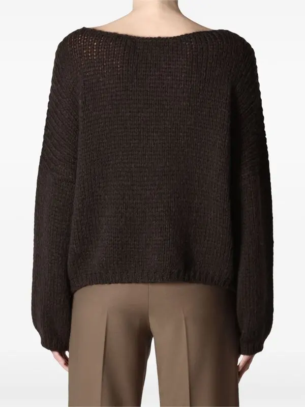 ROBERTO COLLINA Slouchy Boatneck Chunky Knit Sweater