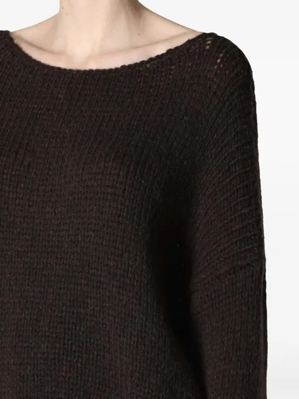 ROBERTO COLLINA Slouchy Boatneck Chunky Knit Sweater