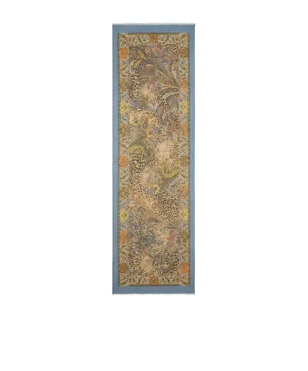 Etro Floral Paisley Pattern Frayed Scarf - Light Blue