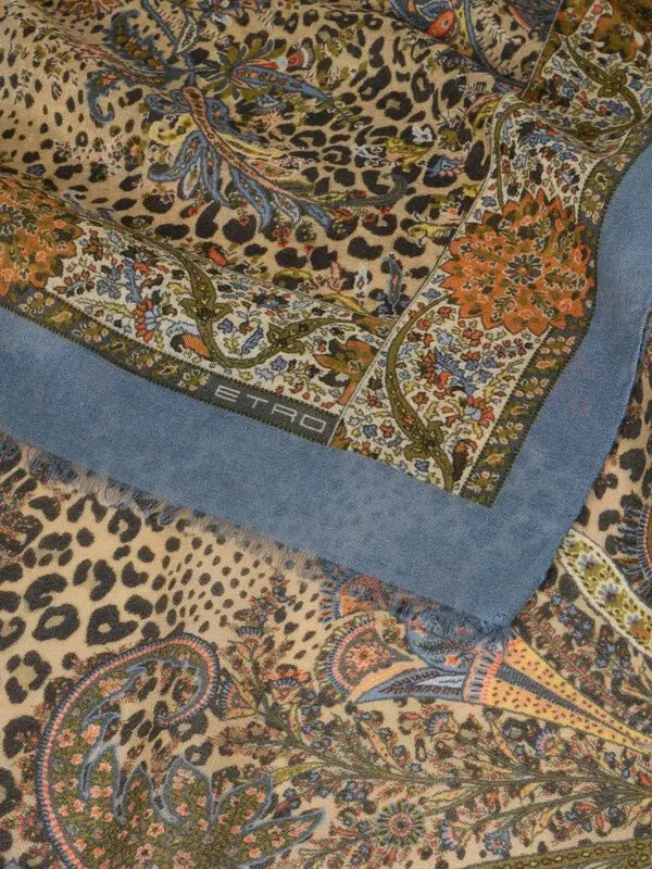 Etro Floral Paisley Pattern Frayed Scarf