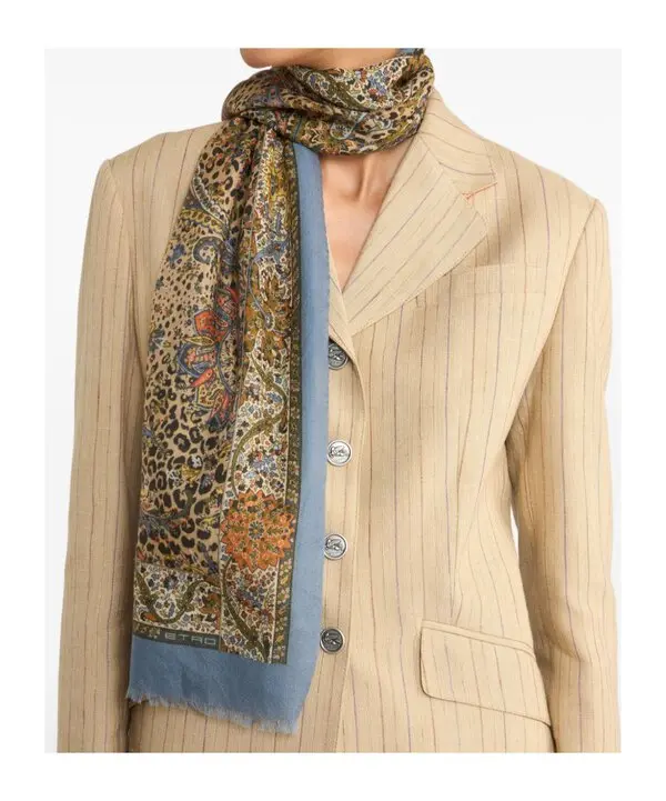 Etro Floral Paisley Pattern Frayed Scarf