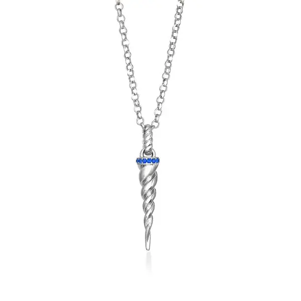MYRTO KATRAMADOU JEWELLERY Silver Unicorn Charm Necklace With Cubic Zirconia - Blue