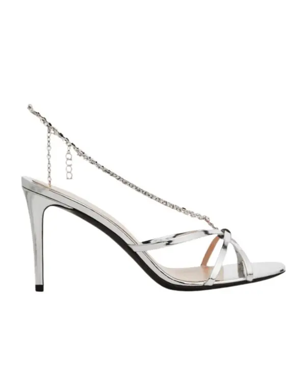 Gucci Embellished Chain Sandals - Silver