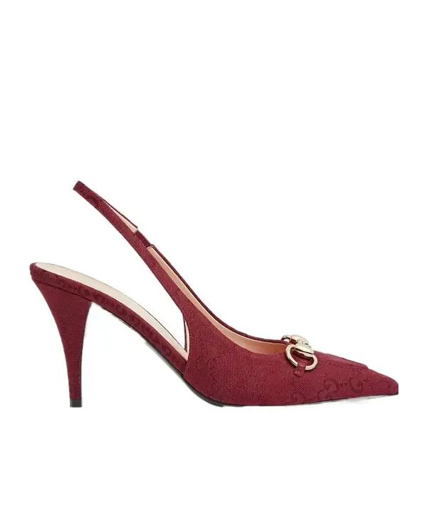 Gucci 85mm Horsebit Slingback Pumps - Red
