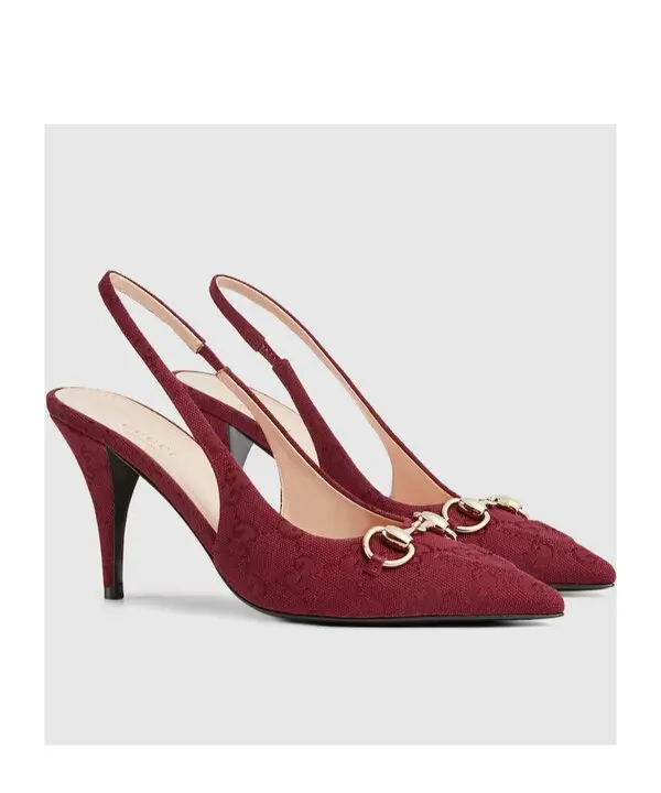 Gucci 85mm Horsebit Slingback Pumps
