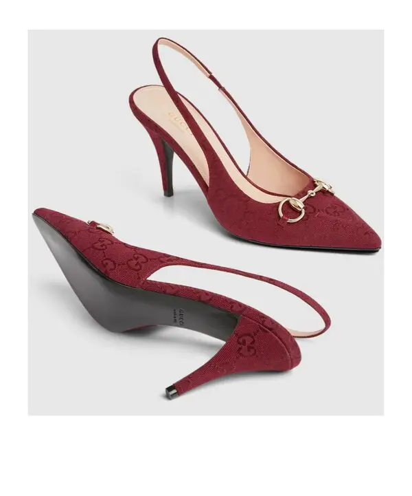 Gucci 85mm Horsebit Slingback Pumps