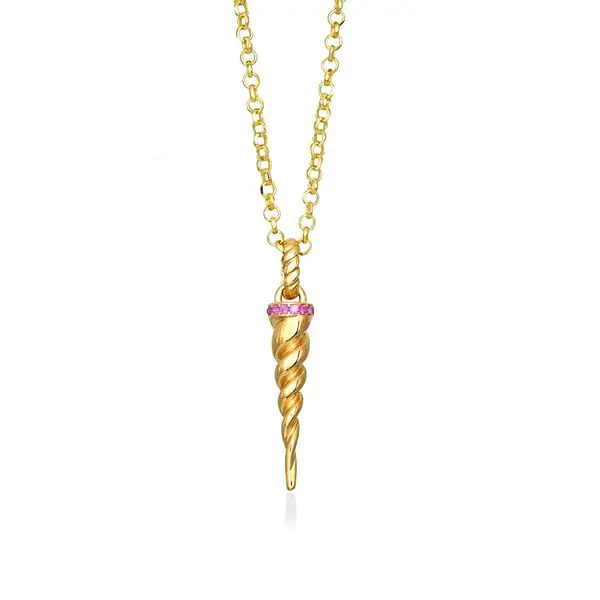 MYRTO KATRAMADOU JEWELLERY Unicorn Charm Necklace In 18k Gold-plated Silver With Ruby - Red