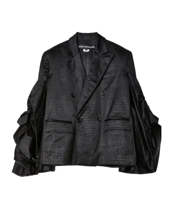 Junya Watanabe Double-breasted Croc-effect Blazer - Black