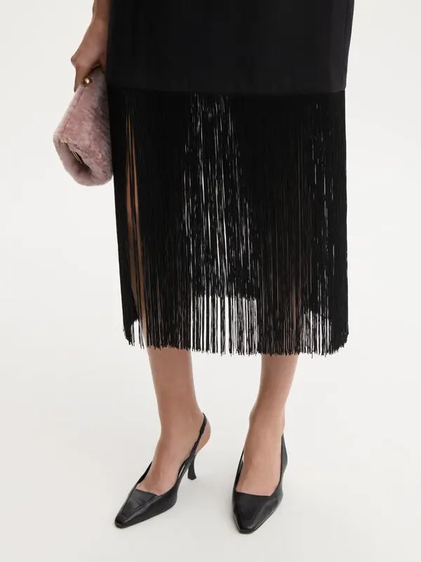 BY MALENE BIRGER Wool Mini Dress With Fringe Hem