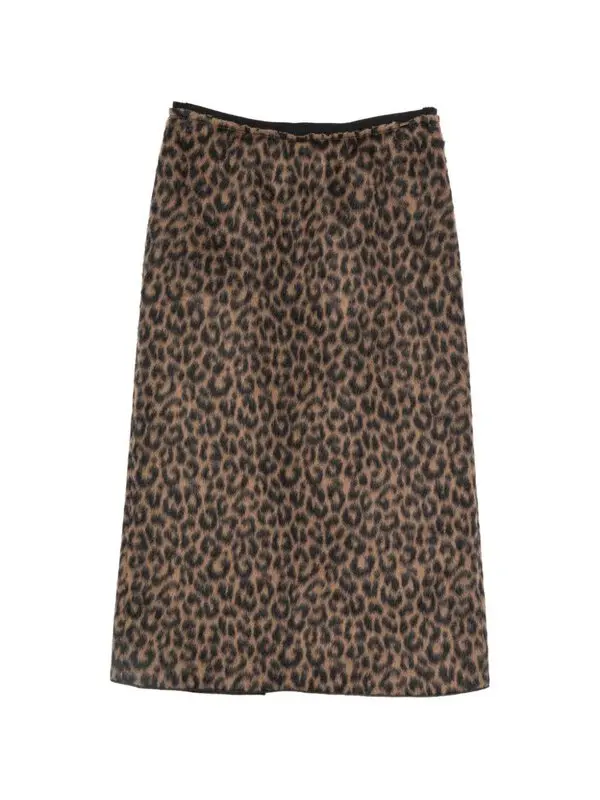 ALYSI Wool Midi Skirt - Brown