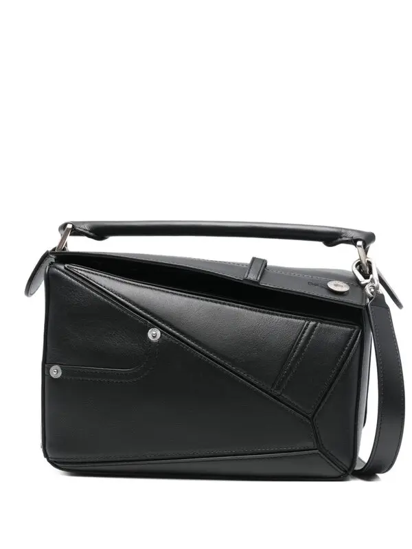 Loewe Puzzle Panta Small Leather Shoulder Bag - Black