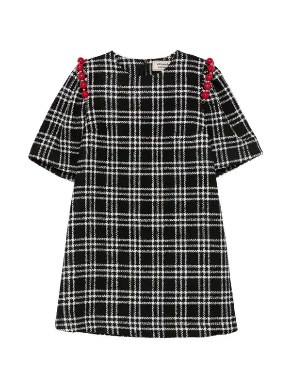 ALESSANDRO ENRIQUEZ Checked Short Dress - Black