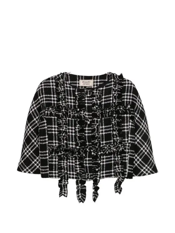 ALESSANDRO ENRIQUEZ Checked Short Jacket - Black