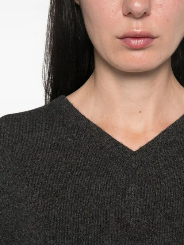 Gucci Cashmere V-neck Sweater With Ribbed Details