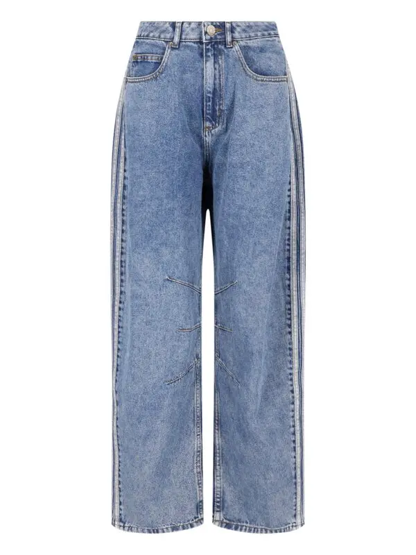 Adidas Wide-leg Jeans With Contrast Stitching - Blue
