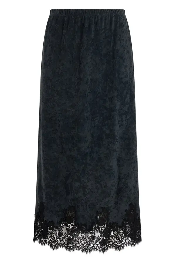 Alberta Ferretti Inspired Long Flared Skirt With Lace Hem Details