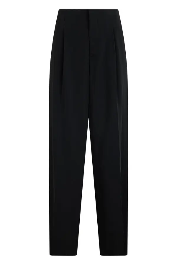 Alberta Ferretti High-fit Pleated Straight-leg Trousers - Black