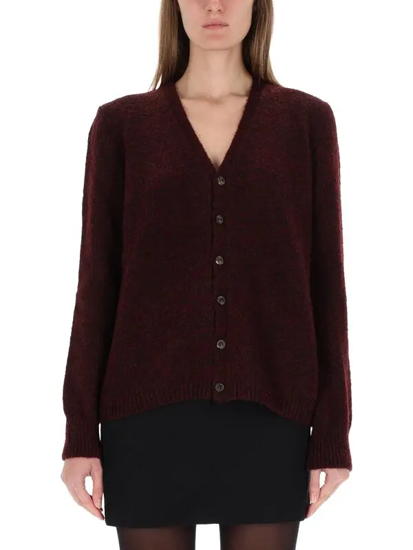 MAISON MARGIELA Wool-blend Button-front Cardigan - Bordeaux