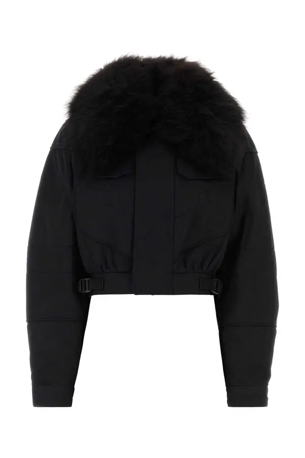 Dsquared2 Padded Cotton-blend Jacket With Fur Collar - Black