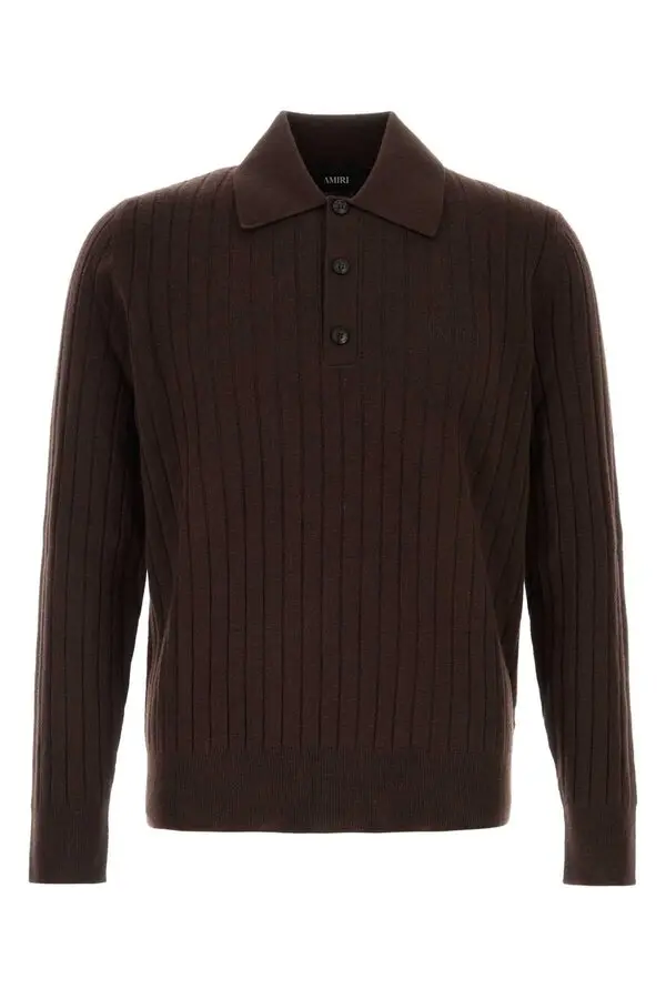 Amiri Wool-cashmere Polo Shirt - Brown