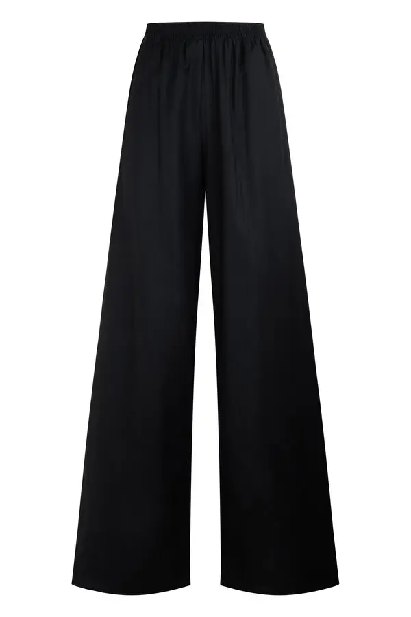 Fabiana Filippi Wool-silk-cashmere Wide-leg Flare Trousers With Elastic Waist - Black
