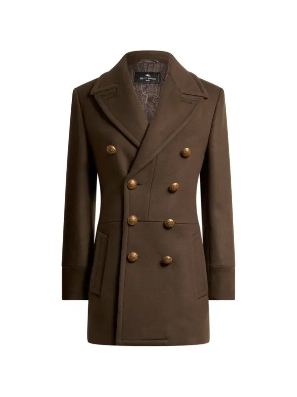 Etro Wool Double-breasted Jacket - Brown
