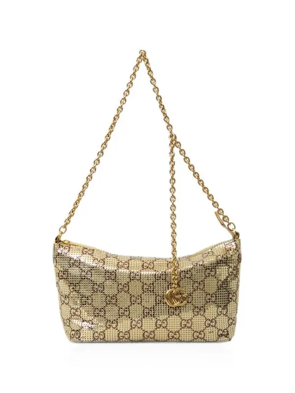 Gucci Gg Monogram Shoulder Bag - Gold