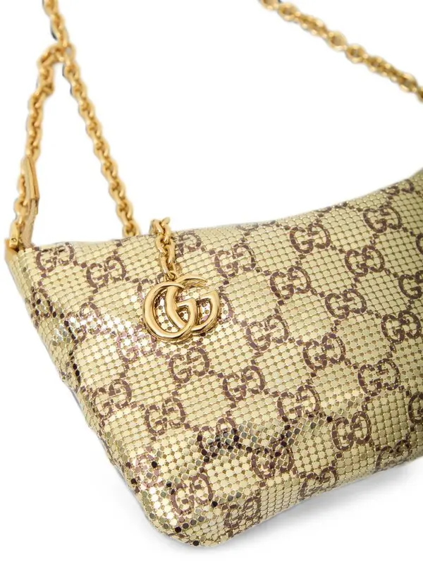 Gucci Gg Monogram Shoulder Bag - Gold