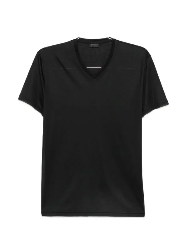 Gucci Silk V-necked T-shirt - Black