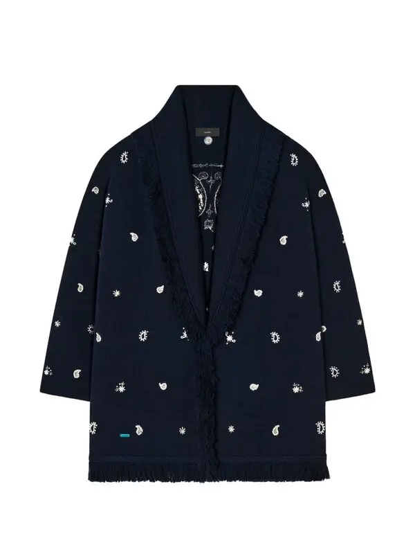 Alanui Echoes Of The Bandana Cashmere Cardigan - Blue