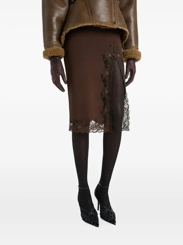 Balmain Lace Detail Midi Skirt