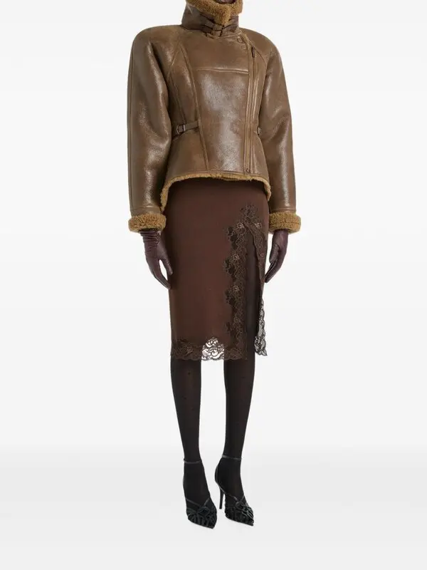 Balmain Lace Detail Midi Skirt