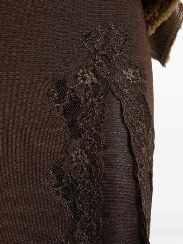 Balmain Lace Detail Midi Skirt