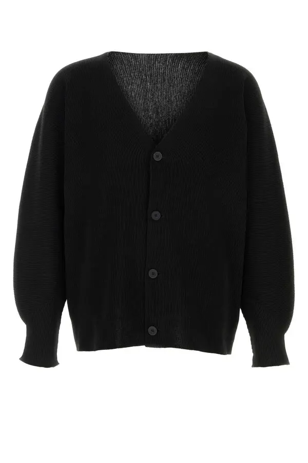 Issey Miyake Pleated Knit Basic Top - Black