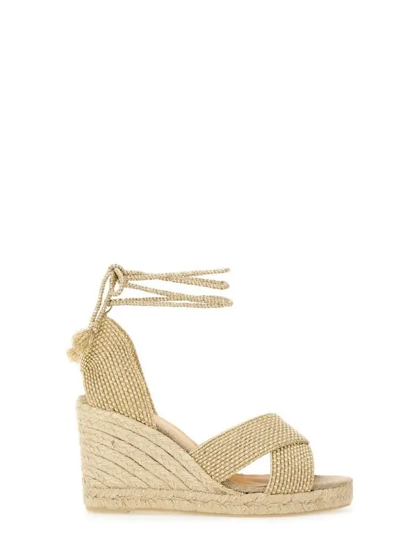 CastaÑer Jute & Rayon Espadrille Wedge Sandals - Gold